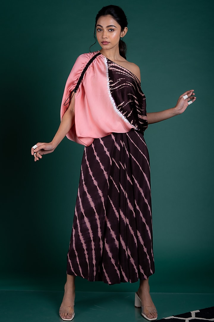 Brown Crepe Leheriya Printed Lungi Pant Set by Nupur Kanoi at Pernia's ...