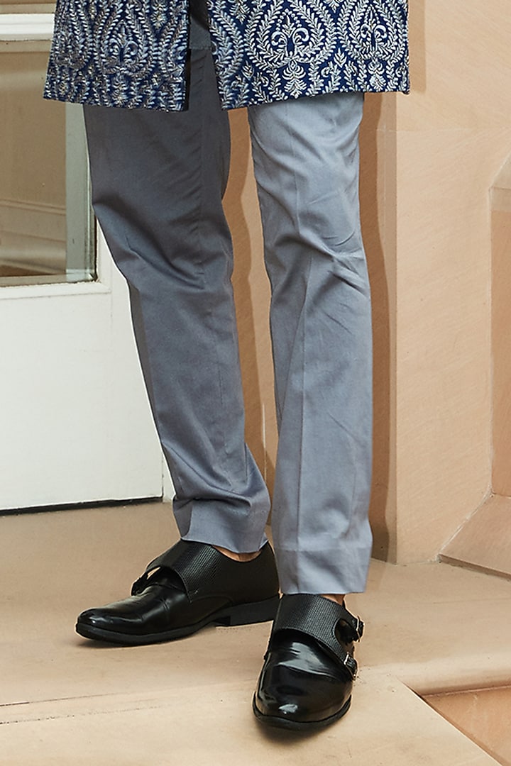 Royal Blue Matka Silk Resham Embroidered Sherwani Set Design by NITIKA ...