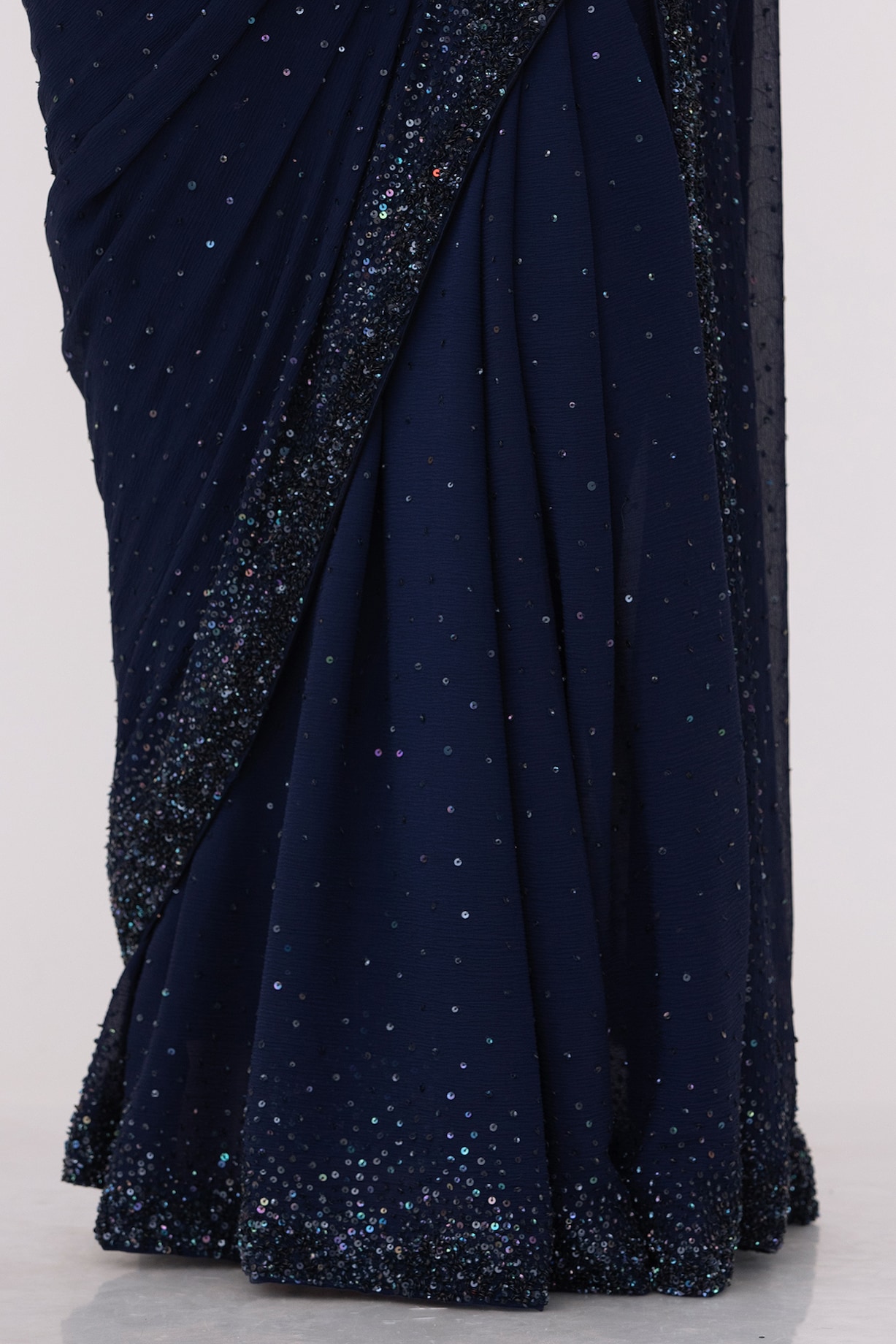 Navy Embroidered Saree Set By Nakul Sen At Pernias Pop Up Shop 2025