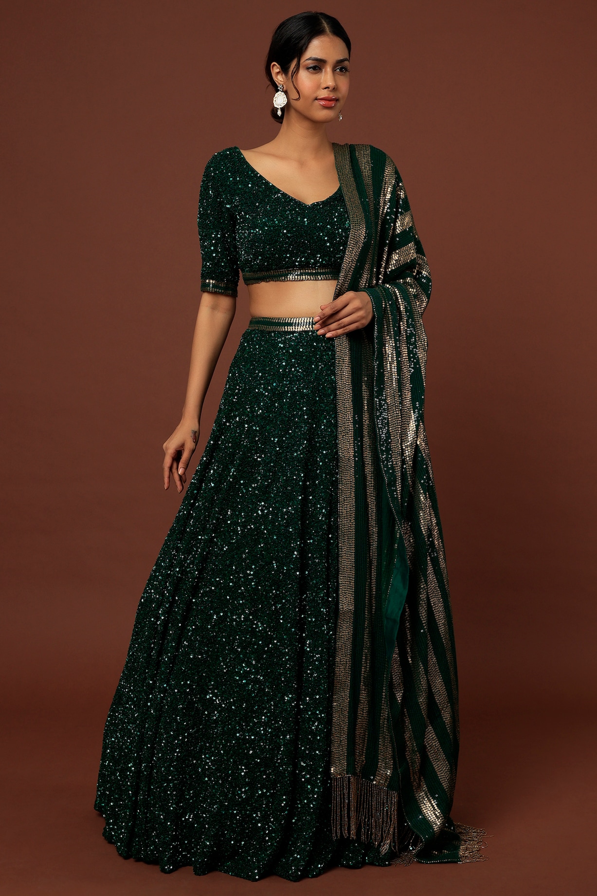 Emerald Green Embroidered Bridal Lehenga Set by Nakul Sen at Pernia's ...