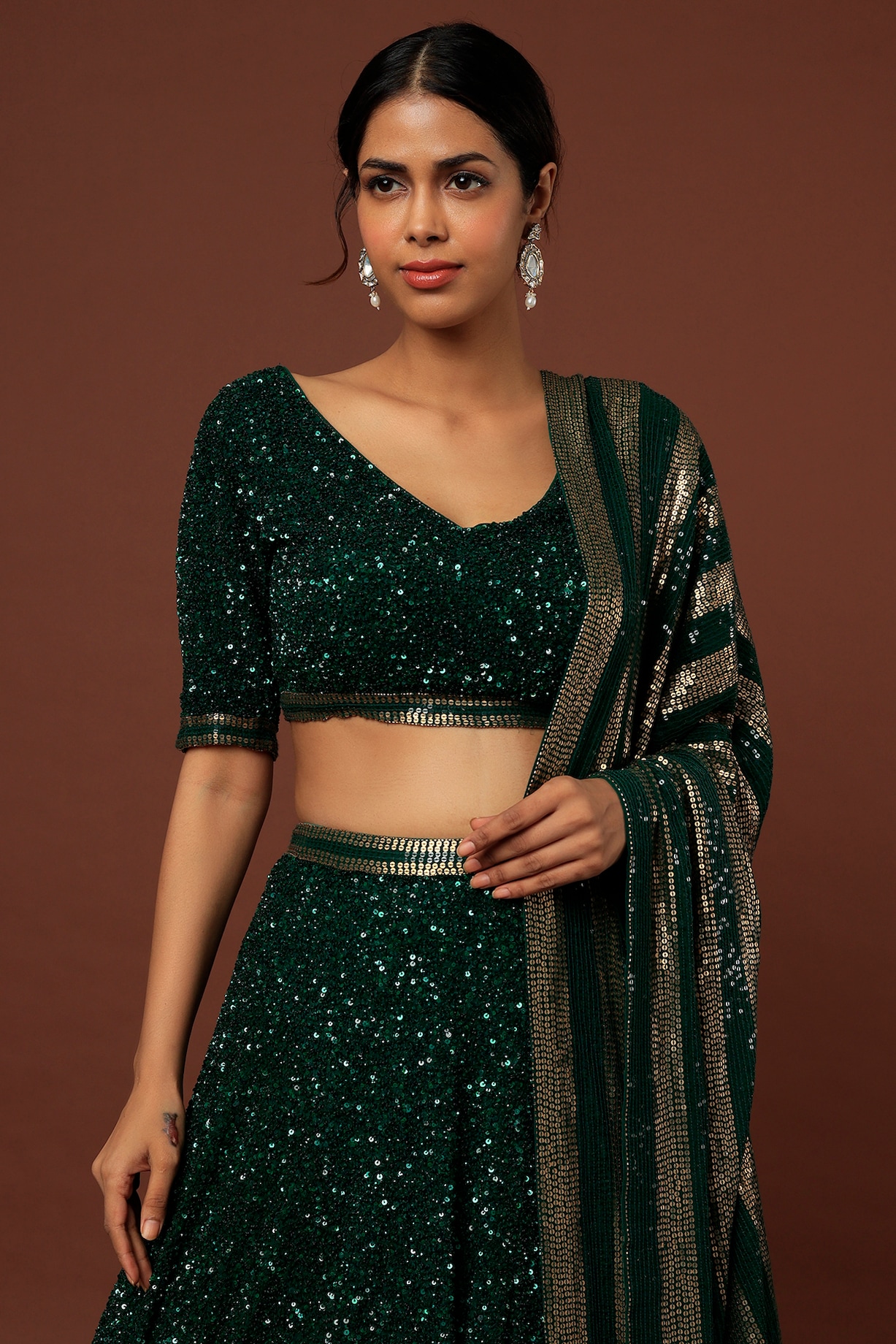 Emerald Green Embroidered Bridal Lehenga Set by Nakul Sen at Pernia's ...