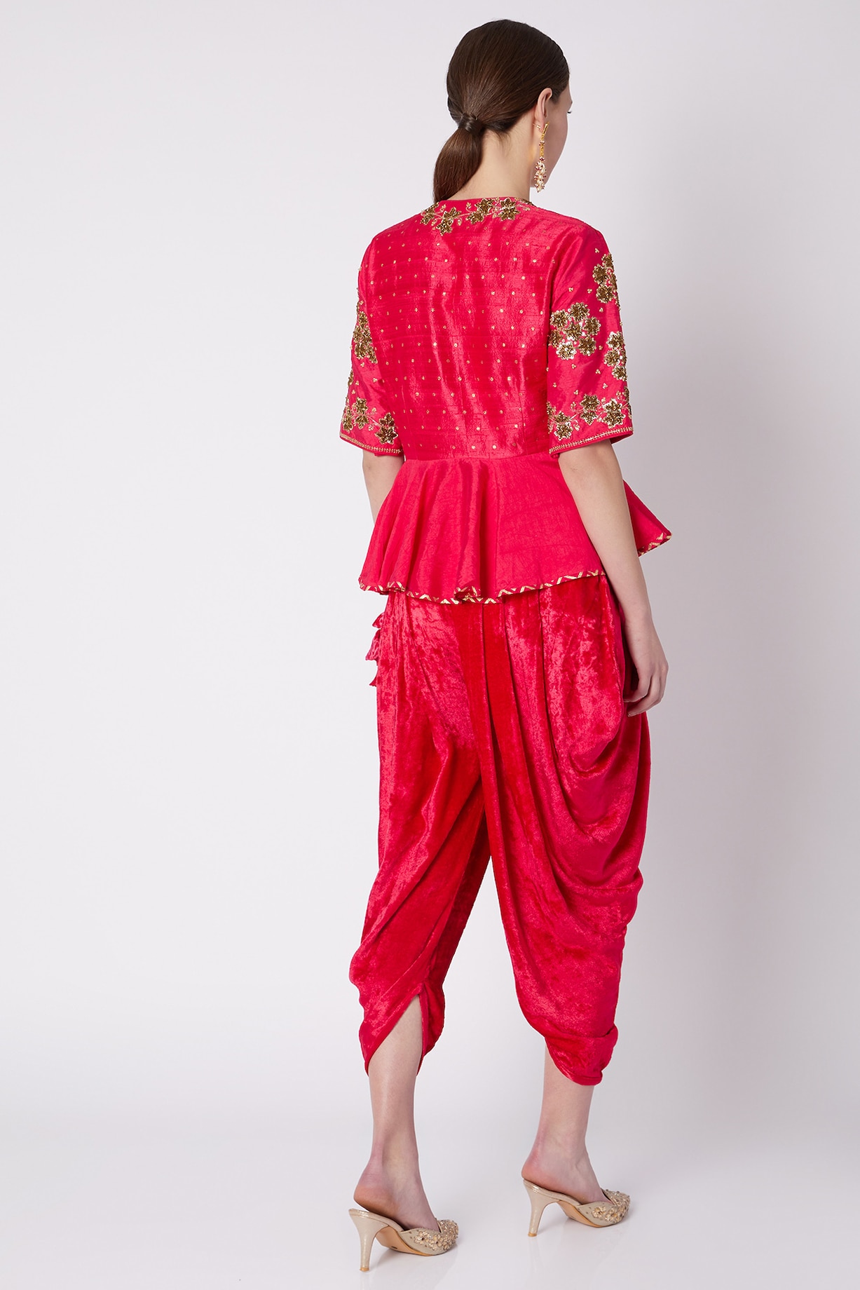Red Rose Embroidered Dhoti Set Design by Nikasha at Pernia's Pop Up ...