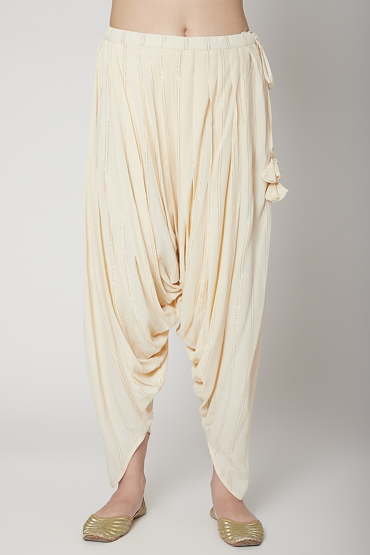 White Embroidered Hand Woven Dhoti Set by Nikasha at Pernia's Pop Up ...