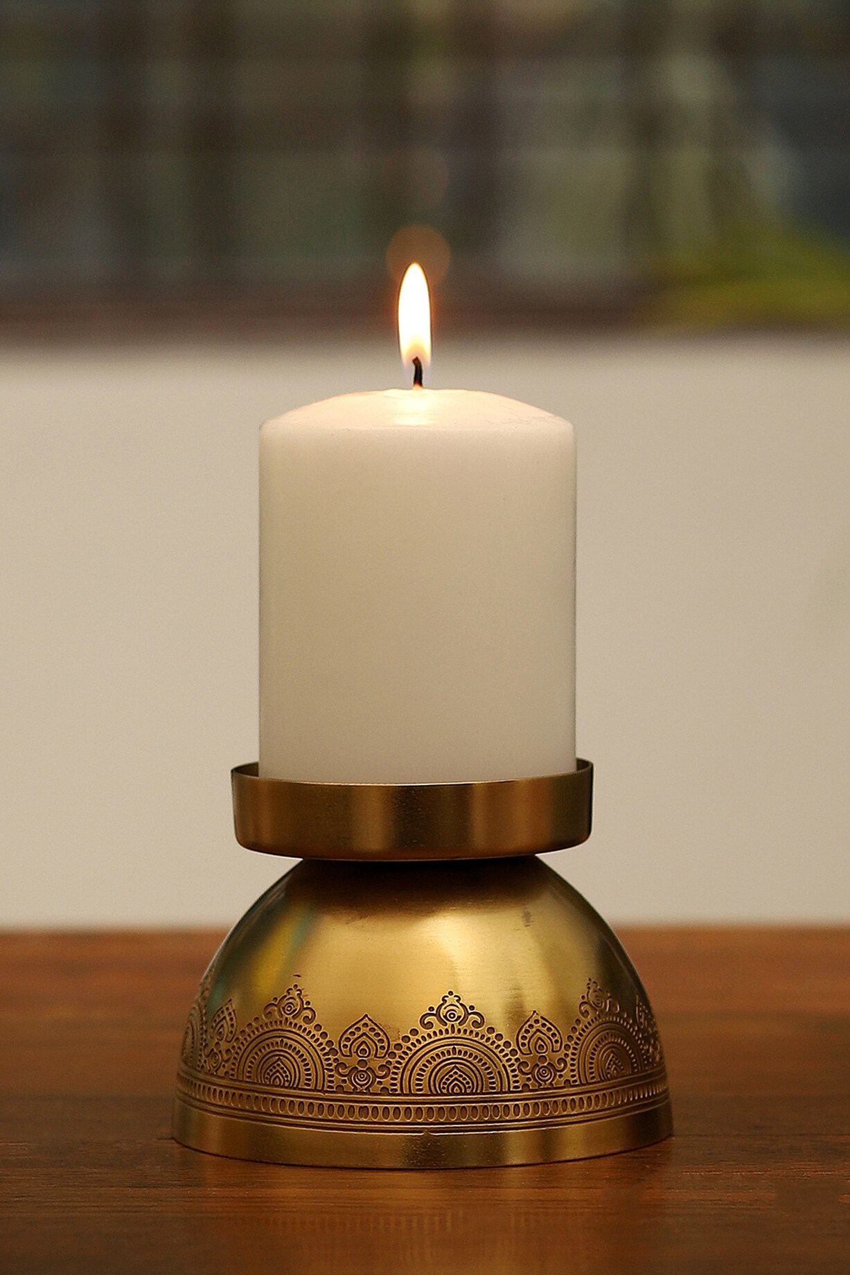 Brass Plated Hand Etched Candle Stand Design by Nakshikathaa at Pernia ...
