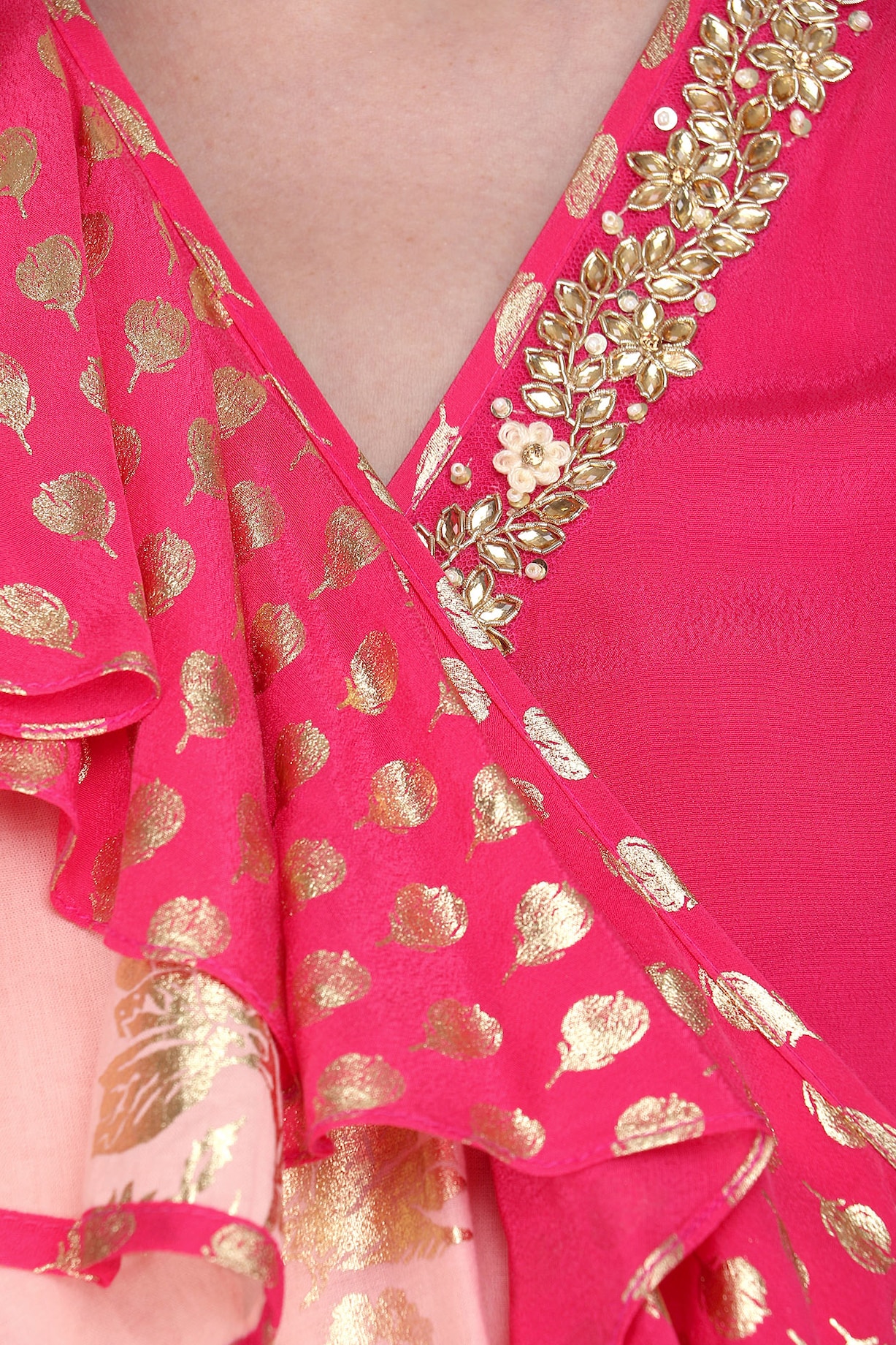 Rani pink printed wrap tunic with churidar available only at Pernia's ...