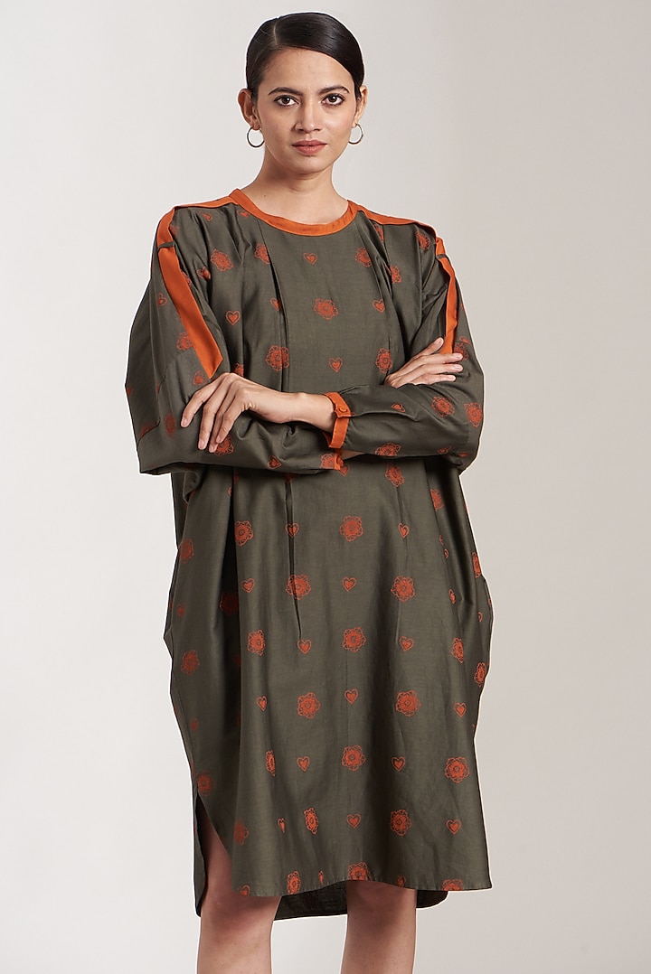 Military Green Printed Long Shirt by Nida Mahmood at Pernia's Pop Up ...