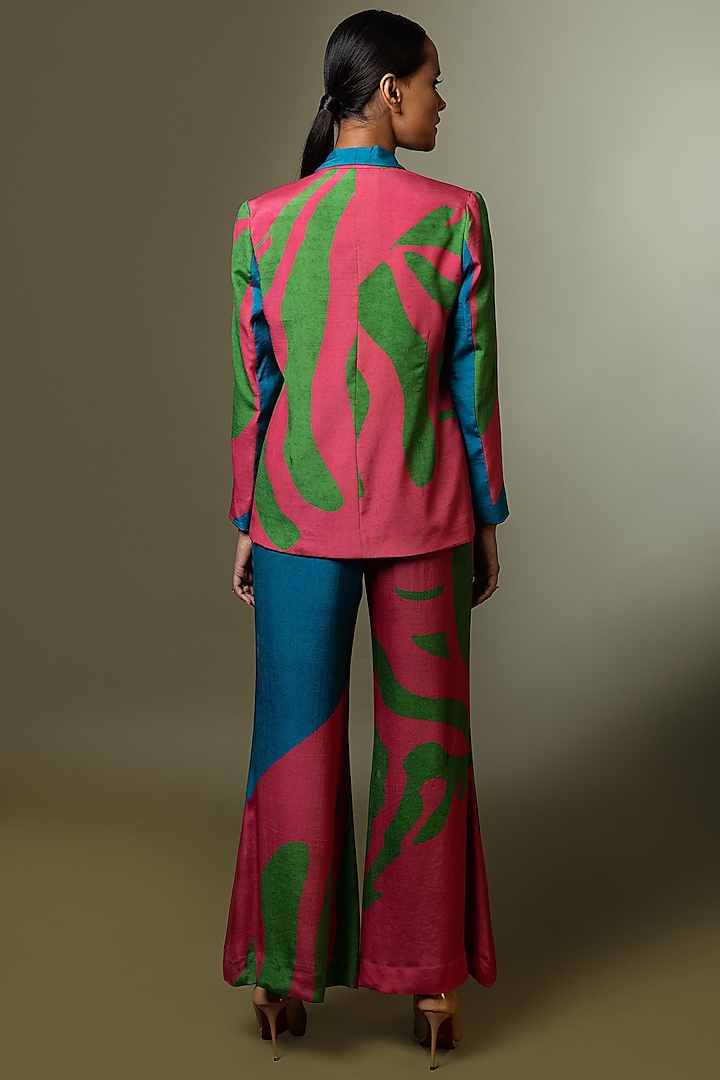 Multi Colored Natural Crepe Wide Leg Pant Set Design by Nautanky By ...