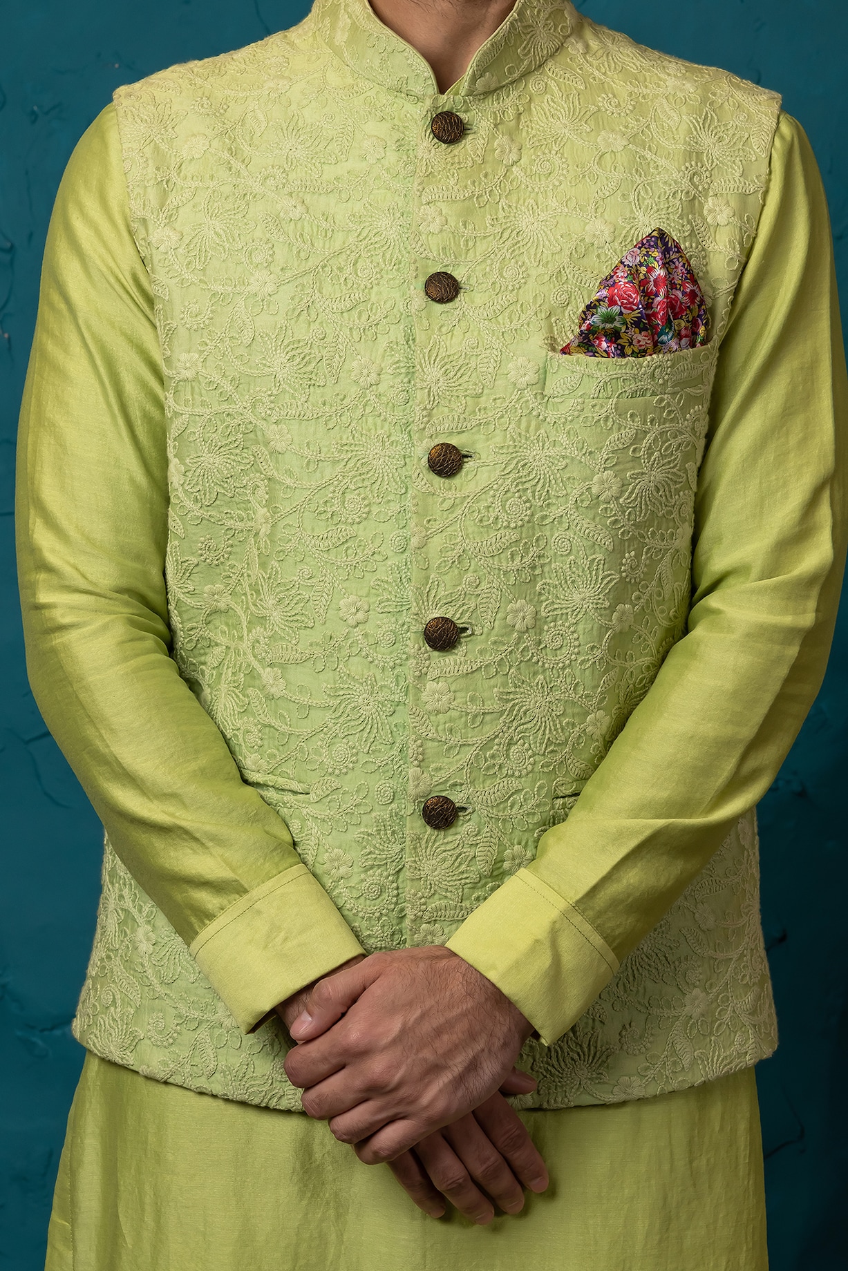 Blush Pink Silk Embroidered Koti Jacket Set by Nautanky By Nilesh ...