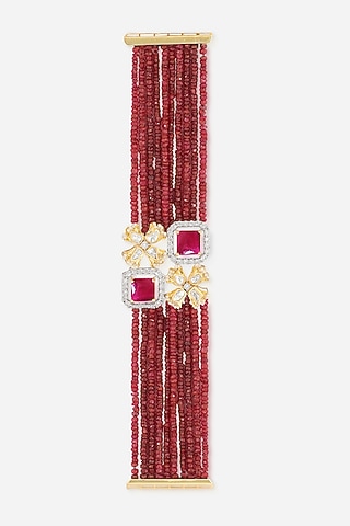 14kt Yellow Gold Finish Polki Diamond & Ruby Stone Bracelet by ...
