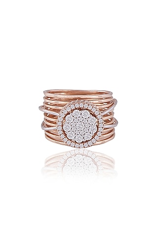 Rose Gold Plated Diamond & White Stone Ring by Notandas Jewellers at ...