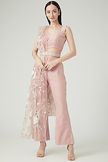 Pink Crepe Pant Set Design by NOW WITH PRACHI at Pernia's Pop Up Shop 2023