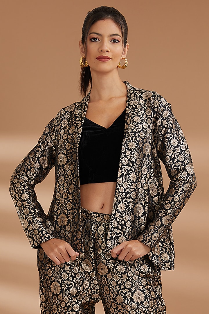 Gold Brocade Jacket by NOW WITH PRACHI at Pernia's Pop Up Shop 2025