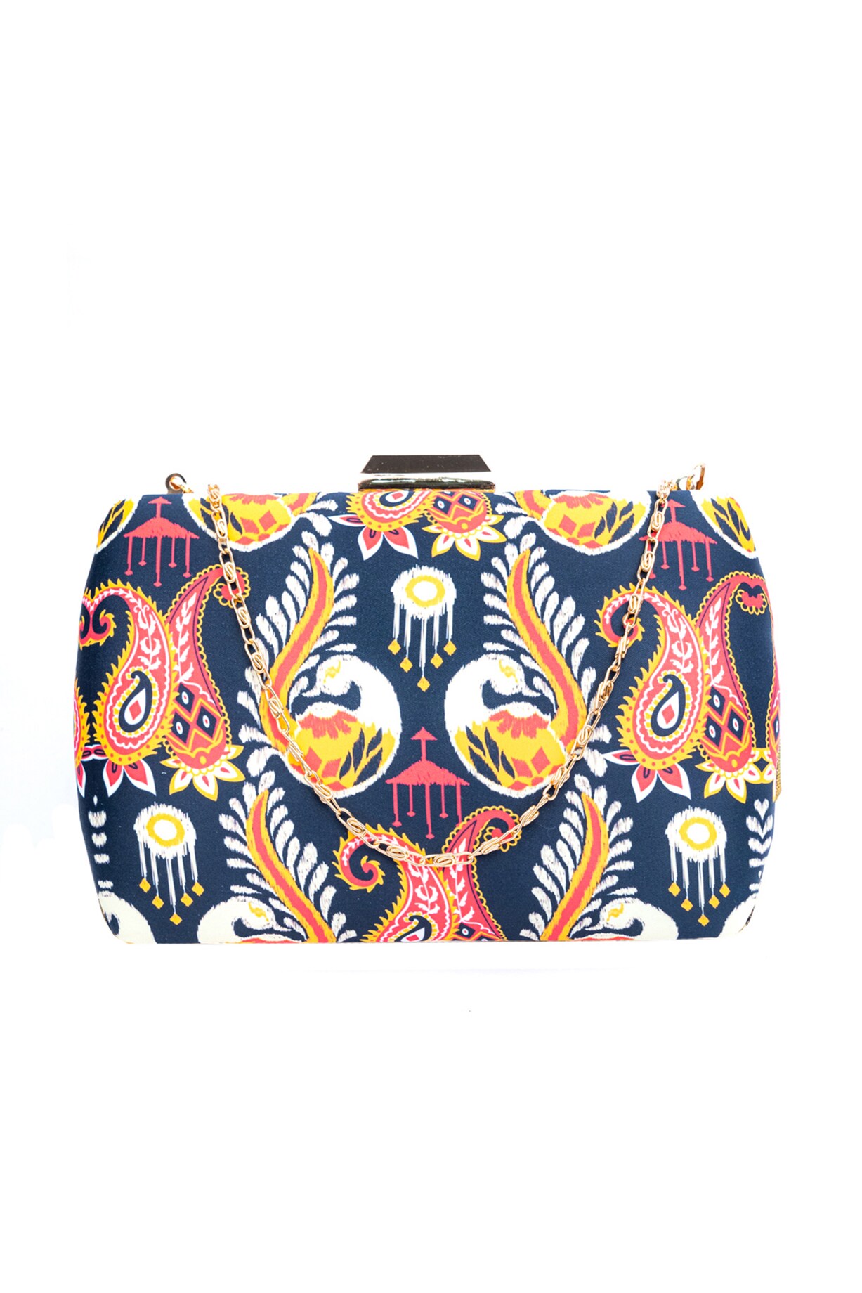 Navy Blue Satin Printed Box Clutch by NR By Nidhi Rathi at Pernia's Pop ...
