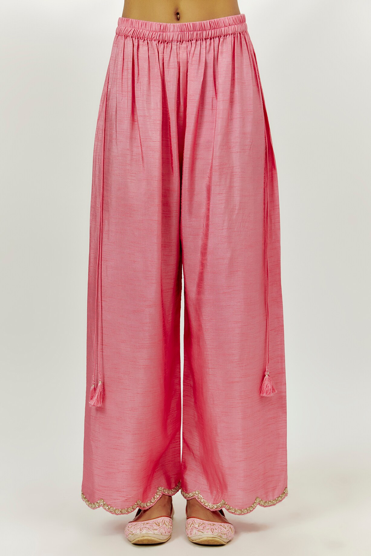 Pastel Pink Georgette Zarosi & Badla Work Kurta Set Design by Nadima ...