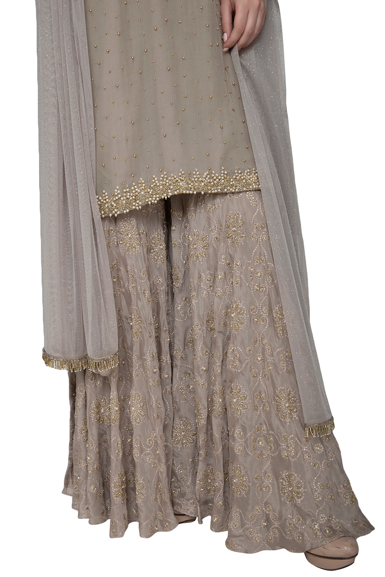 Grey Embroidered Sharara Set by Nandita Thirani at Pernia's Pop Up Shop ...