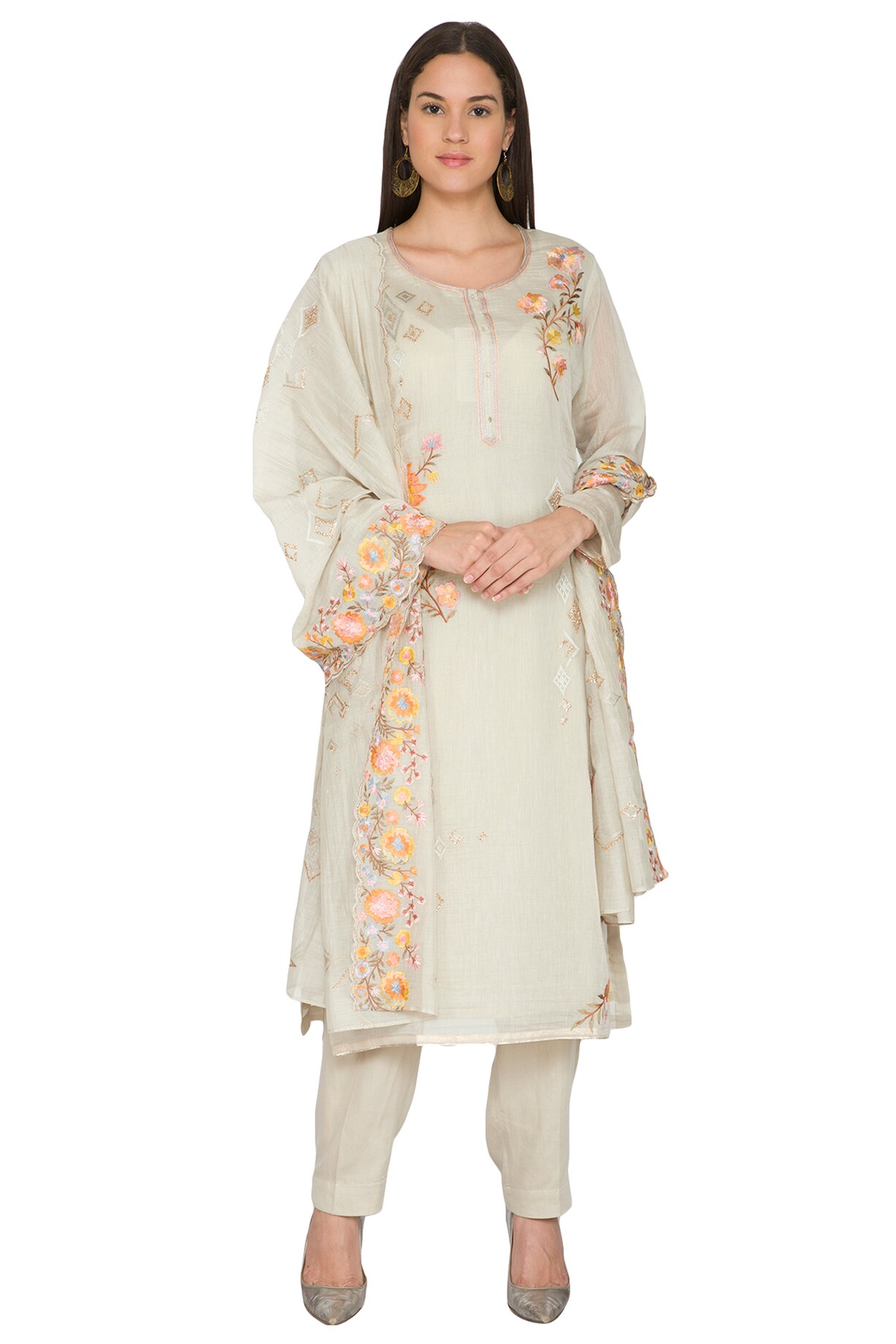 Light Mint Green Embroidered Kurta Set by at Pernia's Pop Up Shop 2024