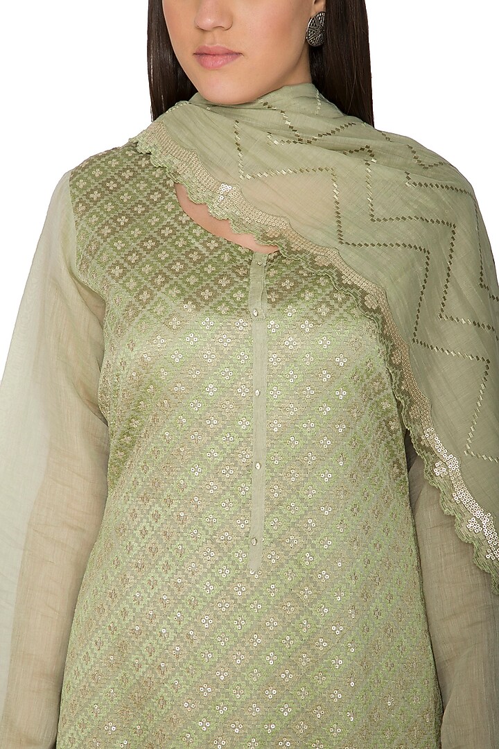Mint Green Embroidered Kurta Set Design by at Pernia's Pop Up Shop 2024