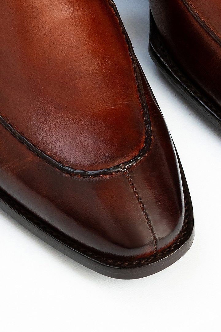 Brown Full Grain Leather Derby Shoes by OBLUM at Pernia's Pop Up Shop 2026