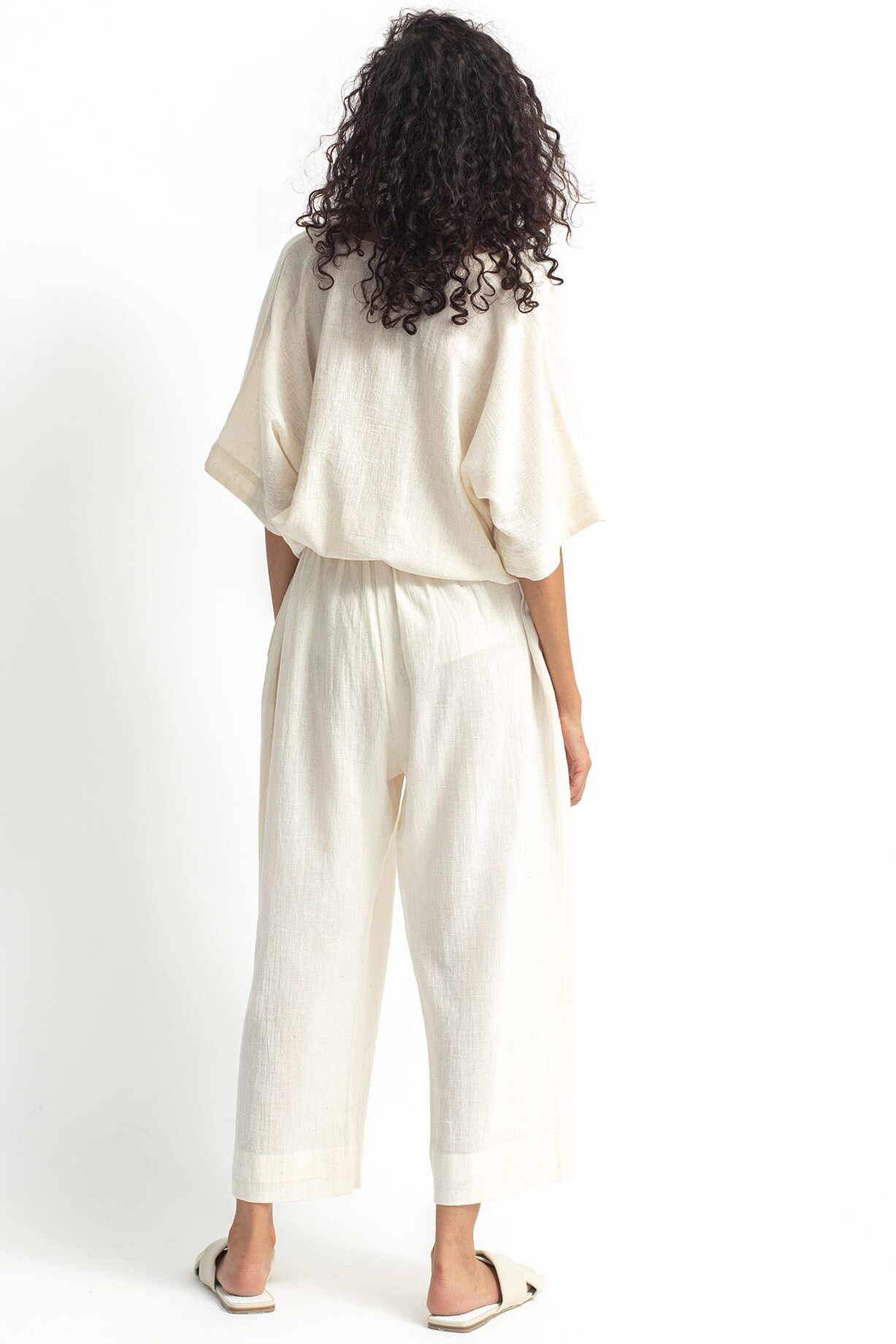 White Embroidered Straight Pants Set by OFrida at Pernia's Pop Up Shop 2026