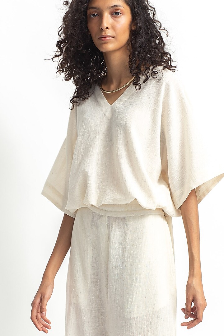 White Embroidered Straight Pants Set by OFrida at Pernia's Pop Up Shop 2026