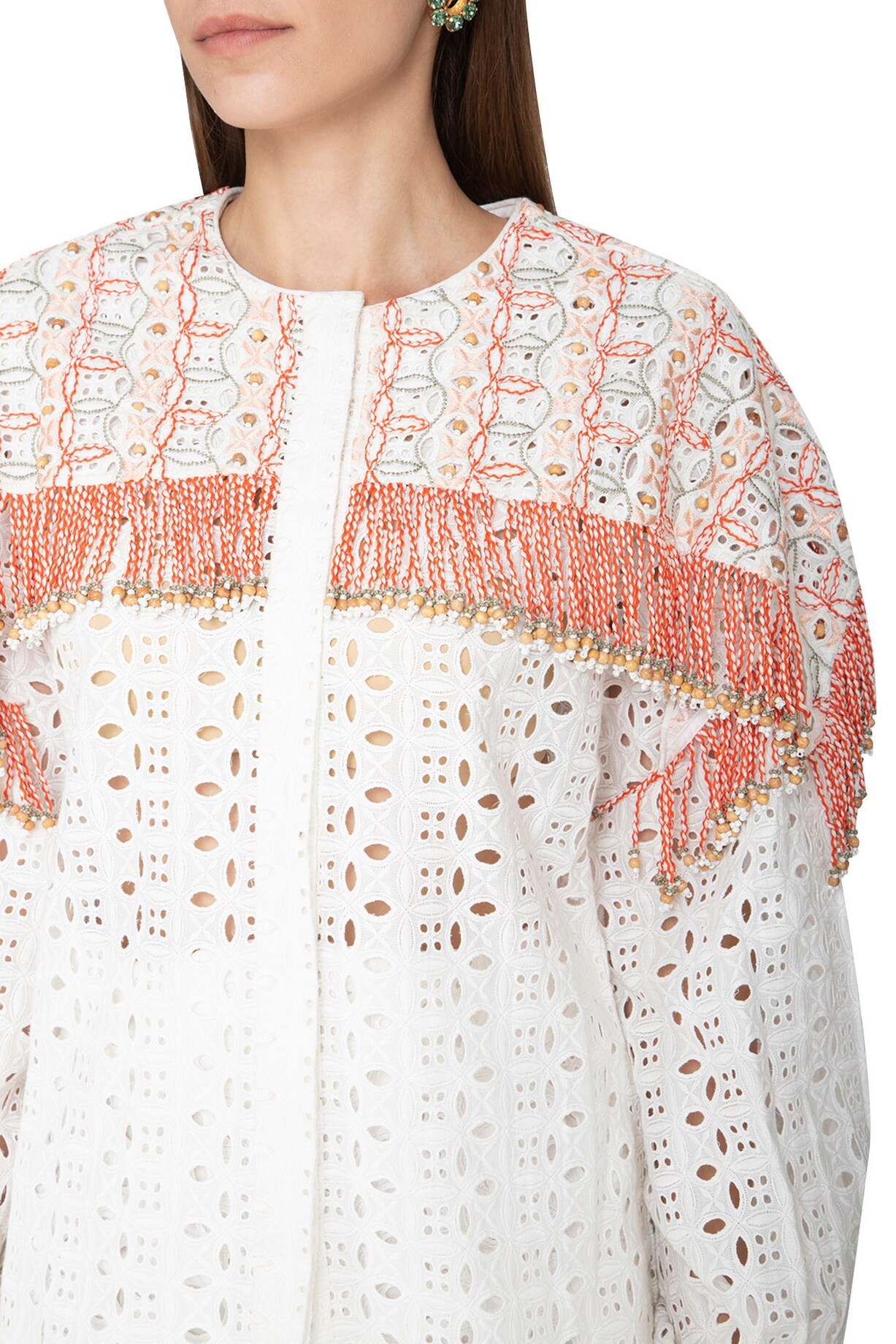 White & Red Embroidered Shirt by Our Love at Pernia's Pop Up Shop 2025