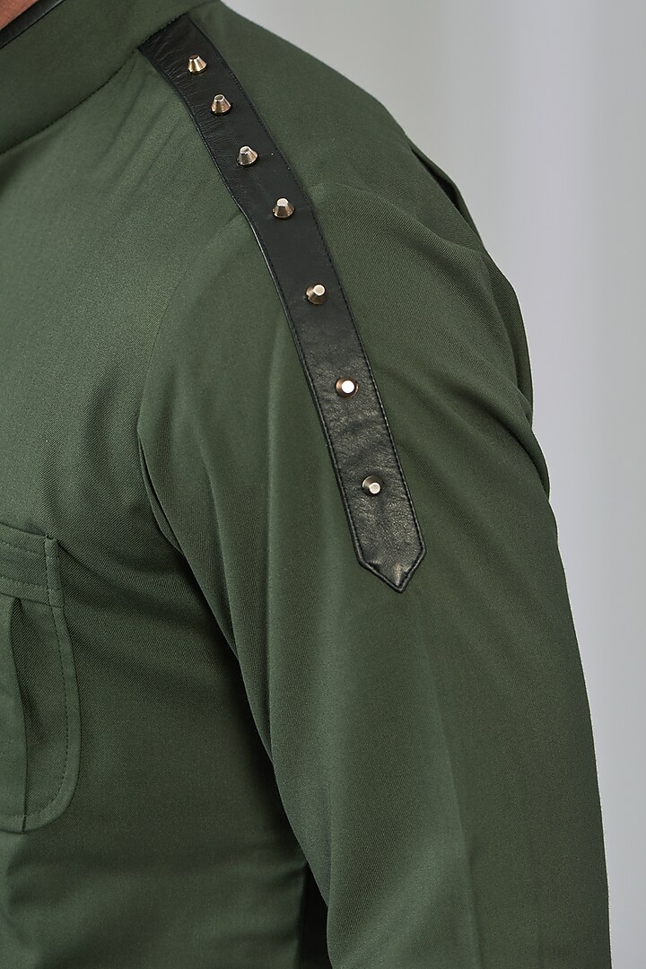 Olive Green Viscose & Terylene Safari Shirt by OMANA at Pernia's Pop Up ...