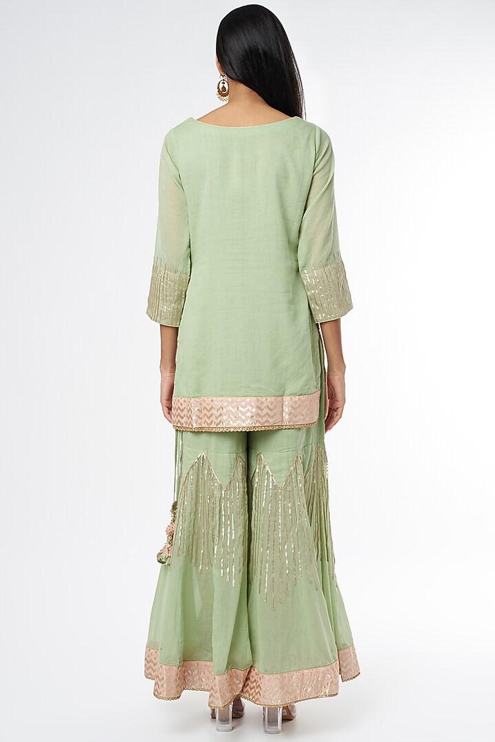 Mint Embroidered Sharara Set by Omaana Jaipure at Pernia's Pop Up Shop 2026