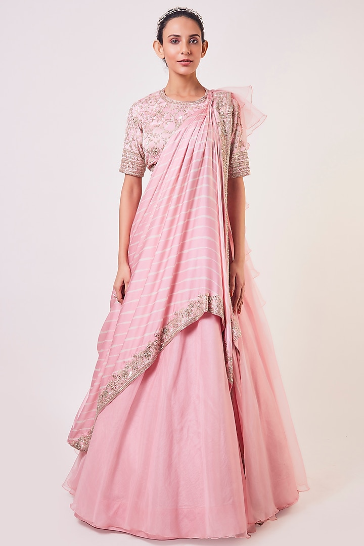 Baby Pink Embroidered Lehenga Set Design by Onaya at Pernia's Pop Up ...