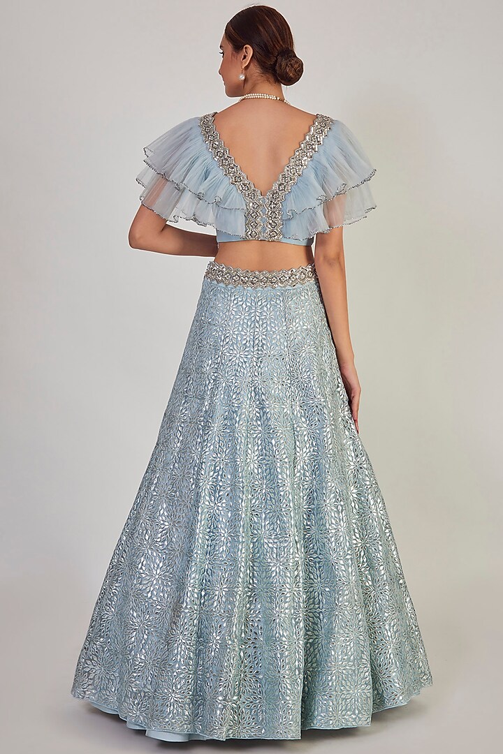 Light Blue Embroidered Lehenga Set Design by Onaya at Pernia's Pop Up ...