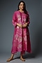 Hot Pink Viscose Silk Embroidered Kurta Design by One not two at Pernia's Pop Up Shop 2024