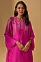 Hot Pink Viscose Silk Hand Embroidered Kurta Set Design by One not two at Pernia's Pop Up Shop 2024