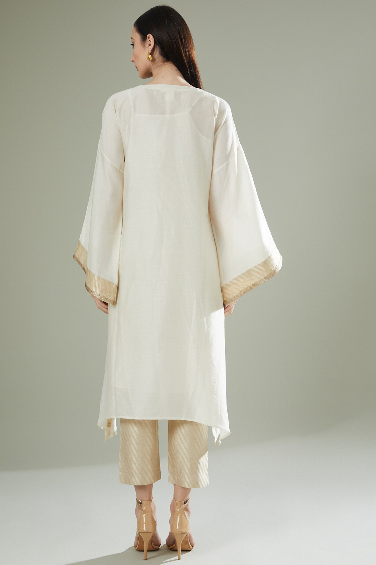 Ivory Chanderi Silk Kaftan by Originate at Pernia's Pop Up Shop 2026