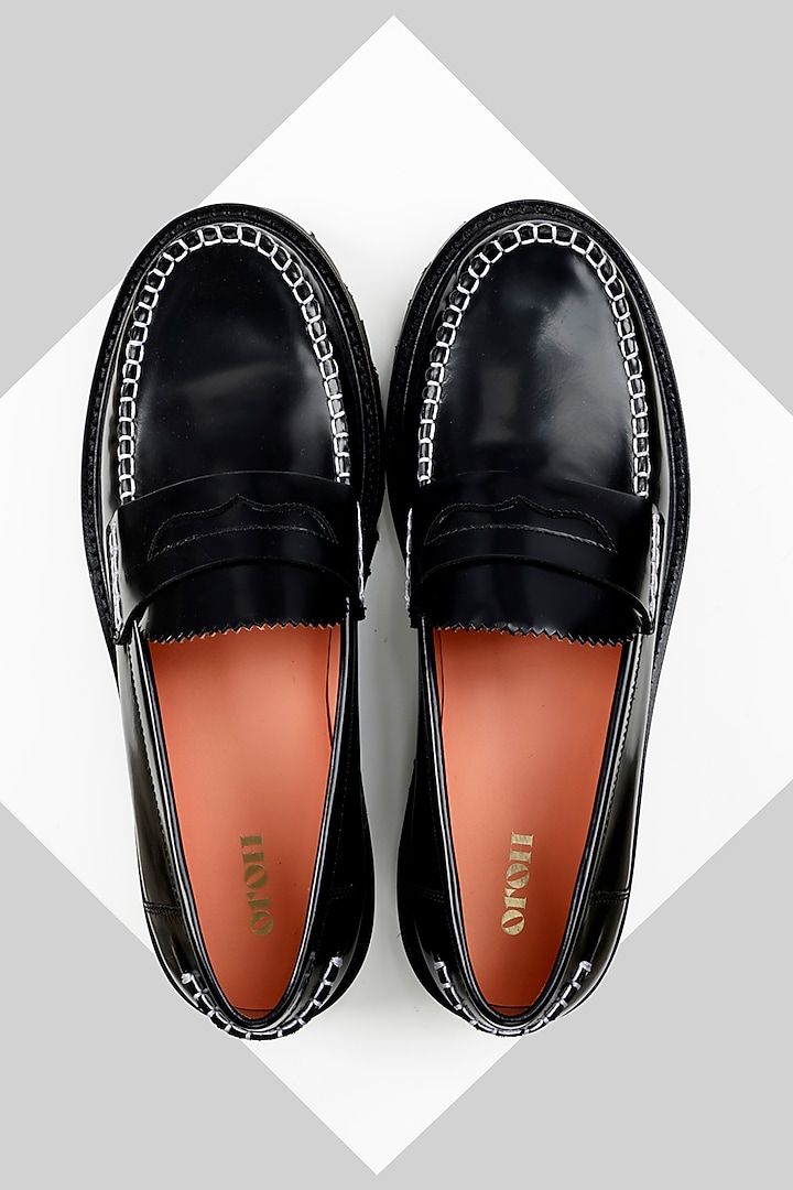 Black Genuine Leather Moccasin Shoes by Oroh at Pernia's Pop Up Shop 2026