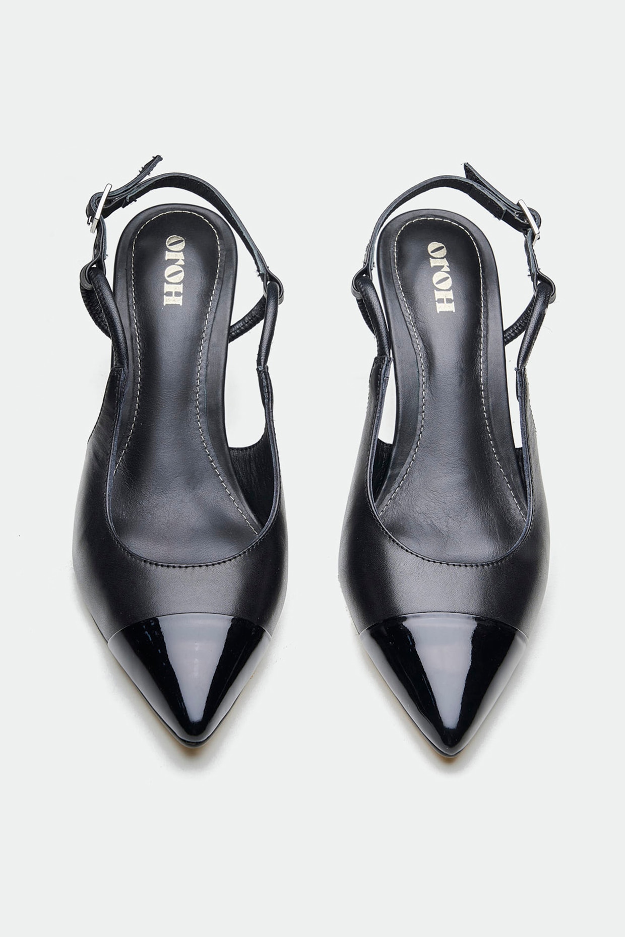 Black Genuine Leather Slingback Heels by Oroh at Pernia's Pop Up Shop 2025