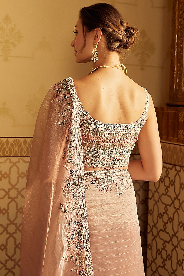 Soft Berry Hand Embroidered Saree Set by OSAA By Adarsh at Pernia's Pop ...