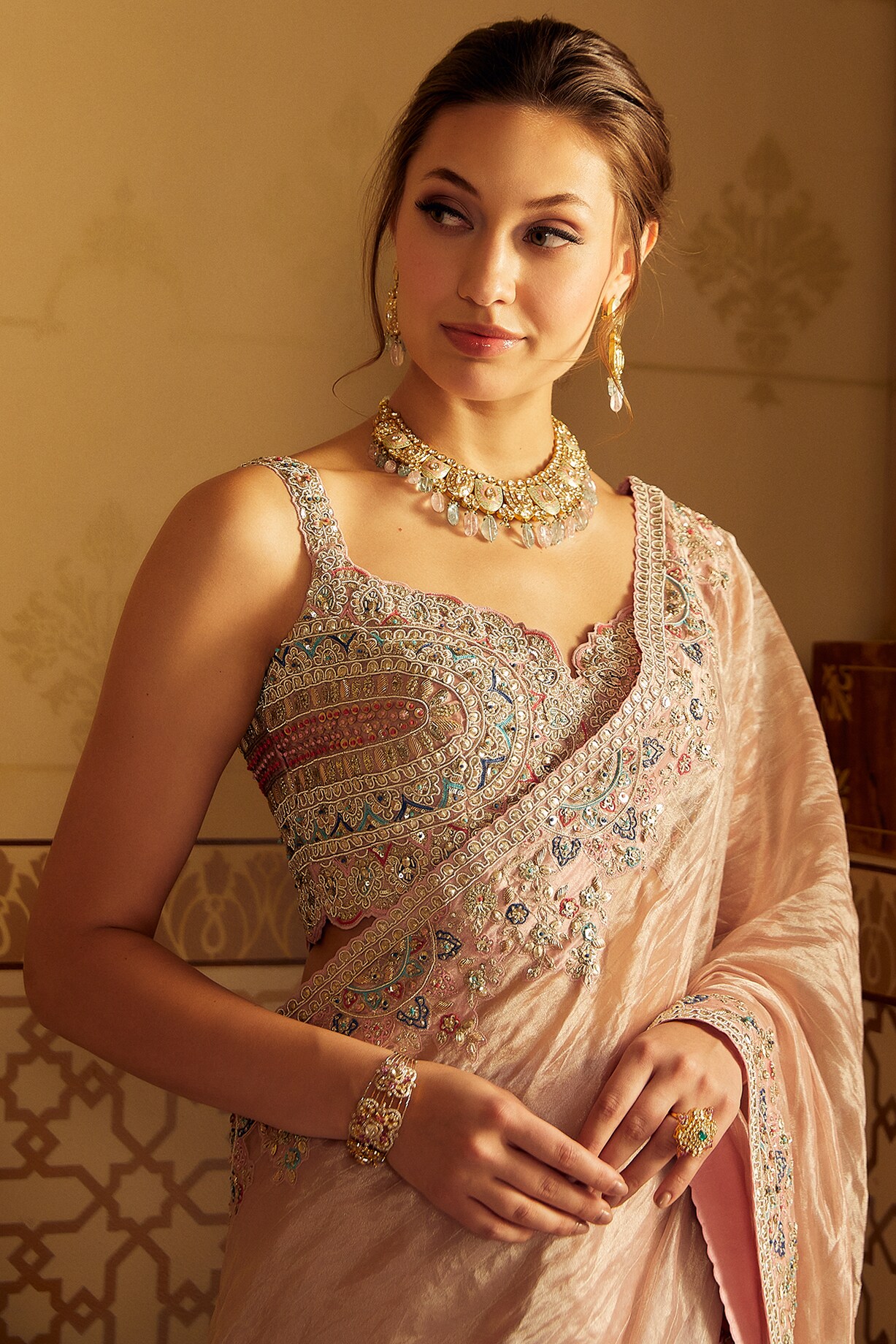 Soft Berry Hand Embroidered Saree Set by OSAA By Adarsh at Pernia's Pop ...