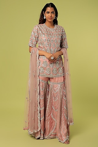 Soft Berry Organza Embroidered Sharara Set by Osaa By Adarsh at Pernia ...