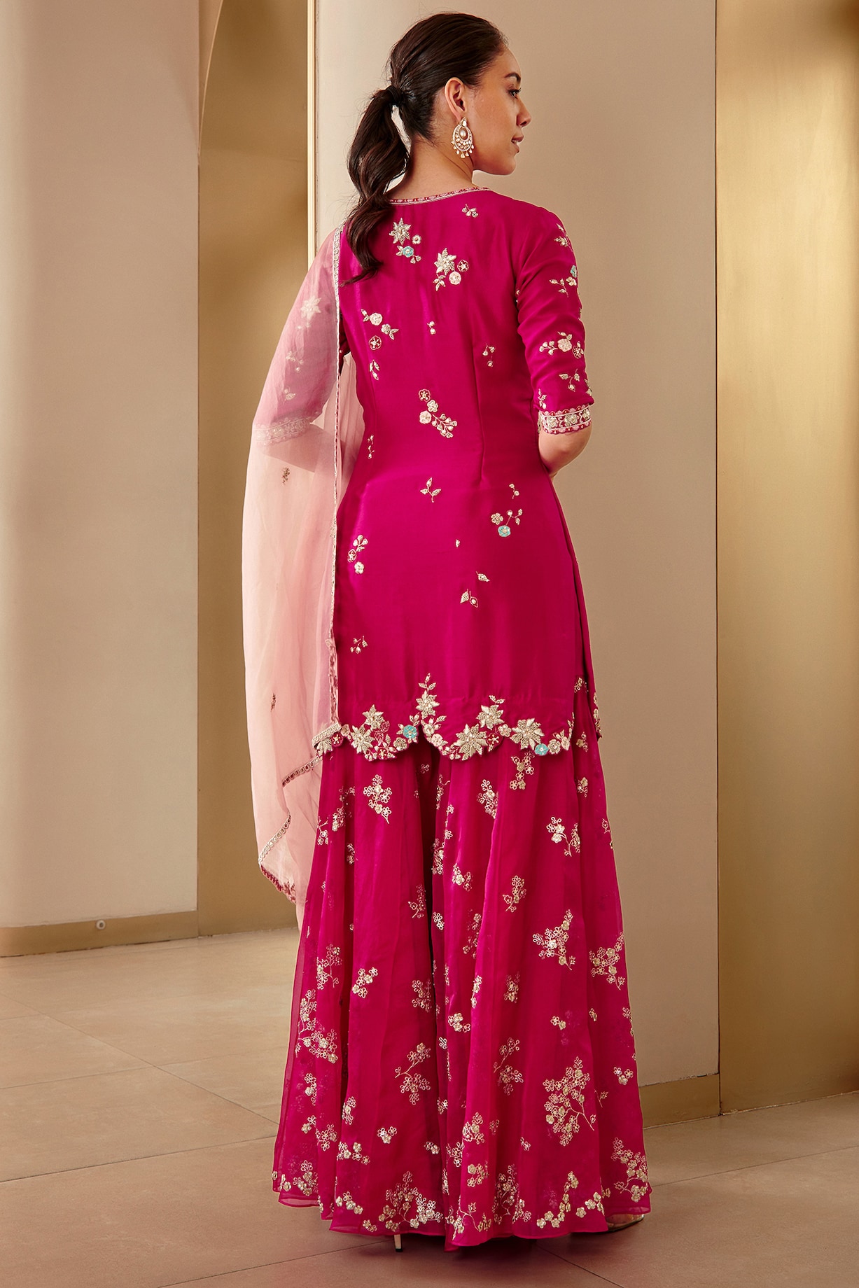 Scarlet Organza Embroidered Sharara Set by OSAA By Adarsh at Pernia's ...