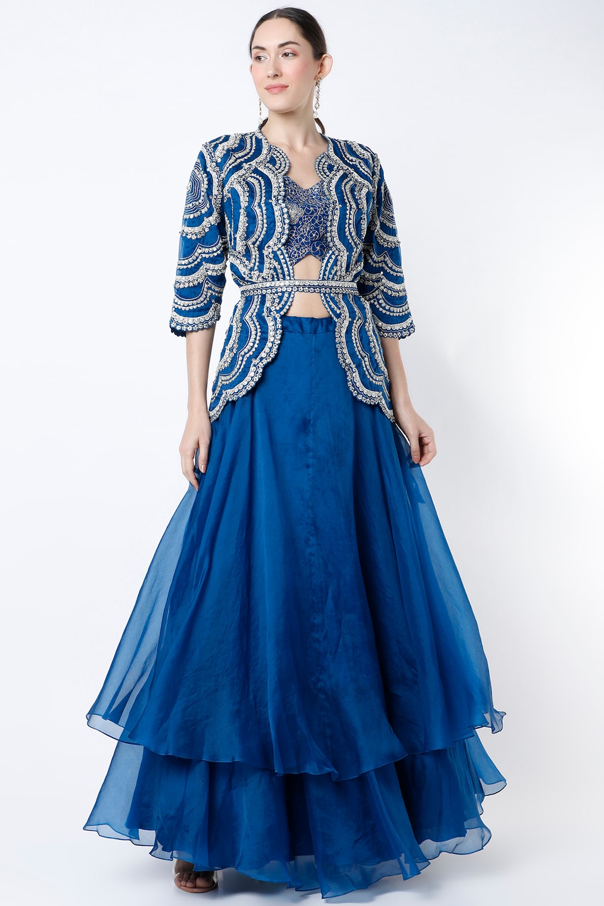 Jade Blue Embroidered Jacket Set by OSAA By Adarsh at Pernia's Pop Up ...