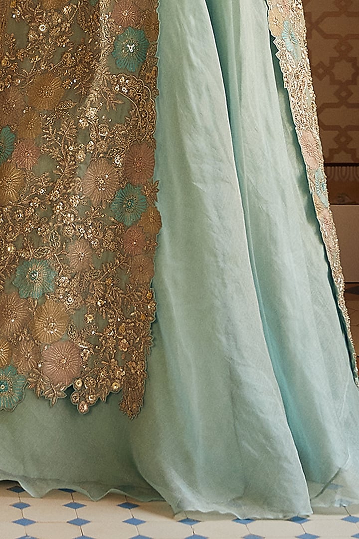 Teal Embroidered Jacket Set by OSAA By Adarsh at Pernia's Pop Up Shop 2024