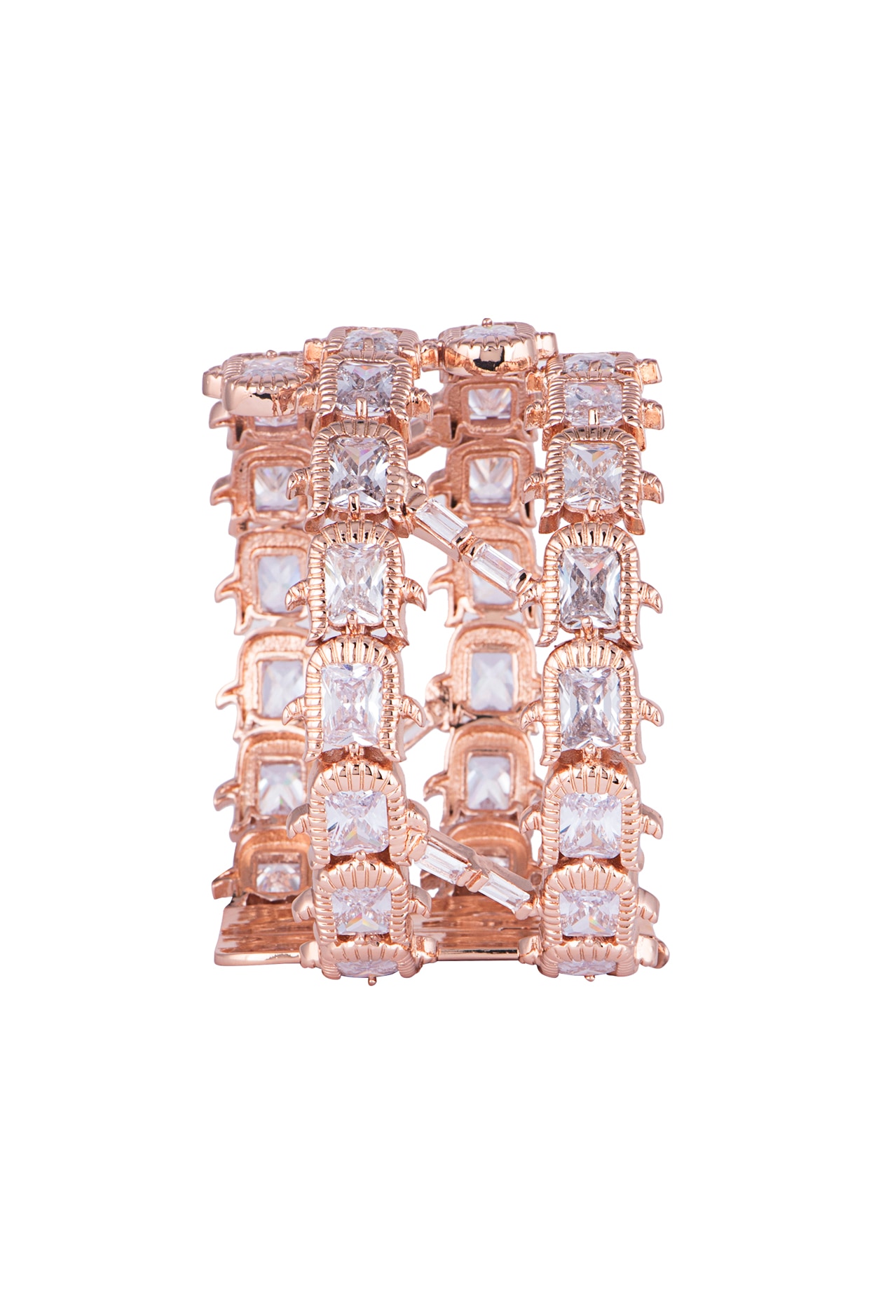 Matte Rose Gold Plated Cluster Rose Cuff by Outhouse at Pernia's Pop Up ...