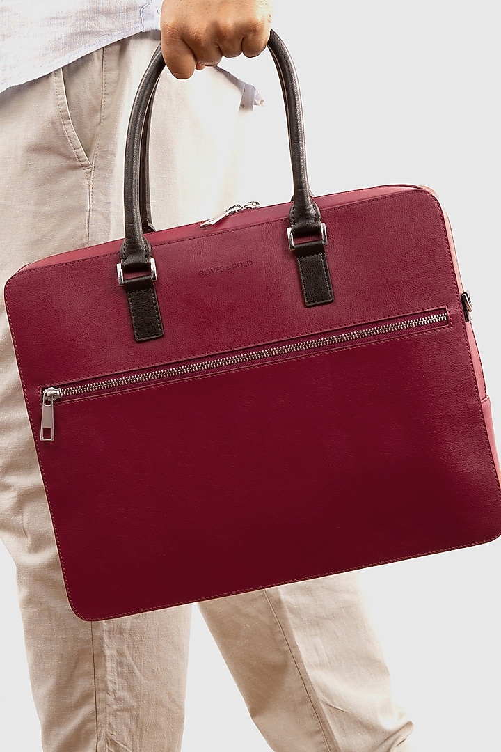 Ruby Red Premium Faux Leather Laptop Bag Design by OLIVES & GOLD at ...