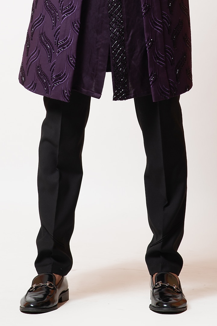 Eggplant Purple Embroidered Indo-Western Jacket Set by PAARSH at Pernia ...