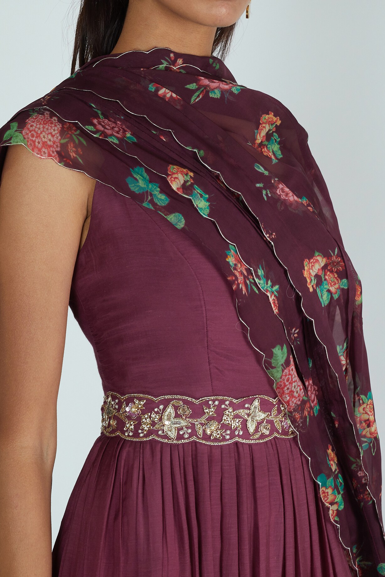 Jamuni Purple Maxi Dress With Dupatta & Belt by Paulmi & Harsh at ...