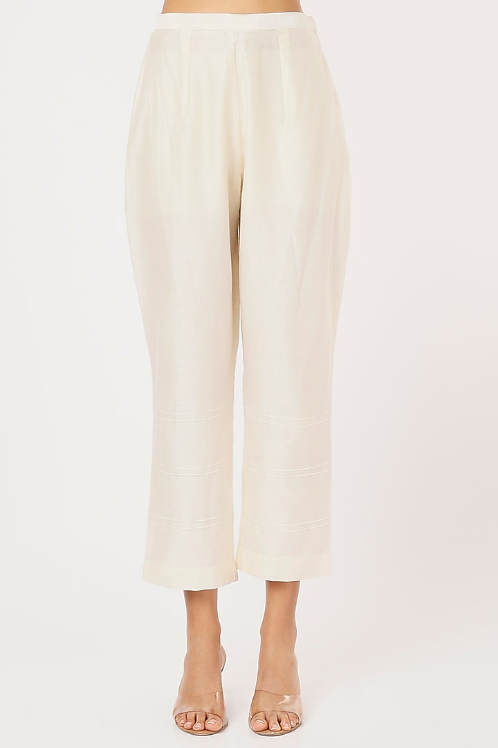 White Pure Chanderi Slim Pant Set by Sandhya Shah at Pernia's Pop Up ...