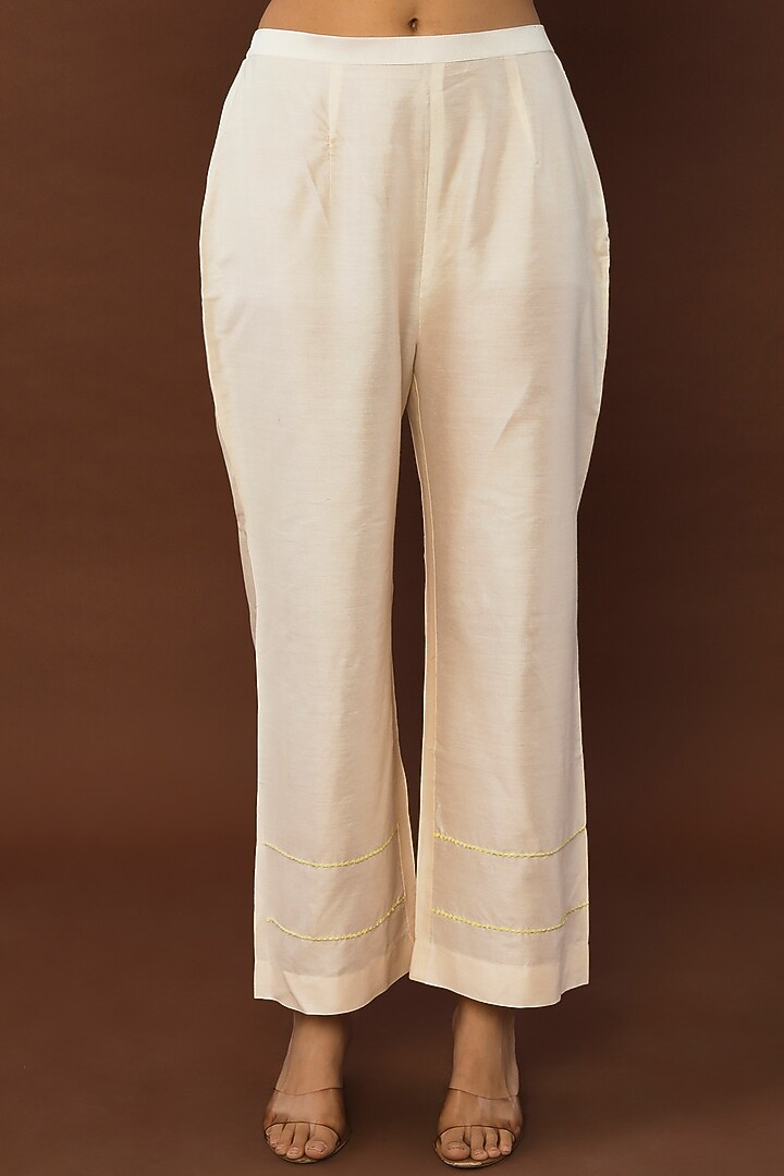 Off-White Hand Embroidered Pant Set by Sandhya Shah at Pernia's Pop Up ...