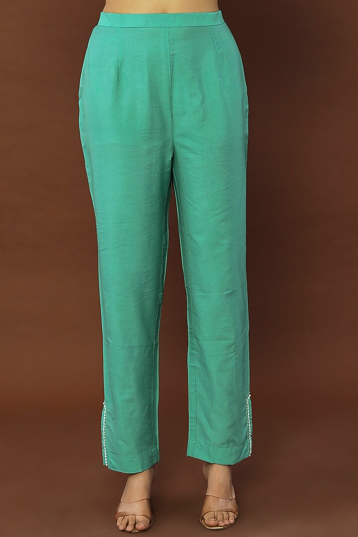 Teal Embroidered Pant Set by Sandhya Shah at Pernia's Pop Up Shop 2026