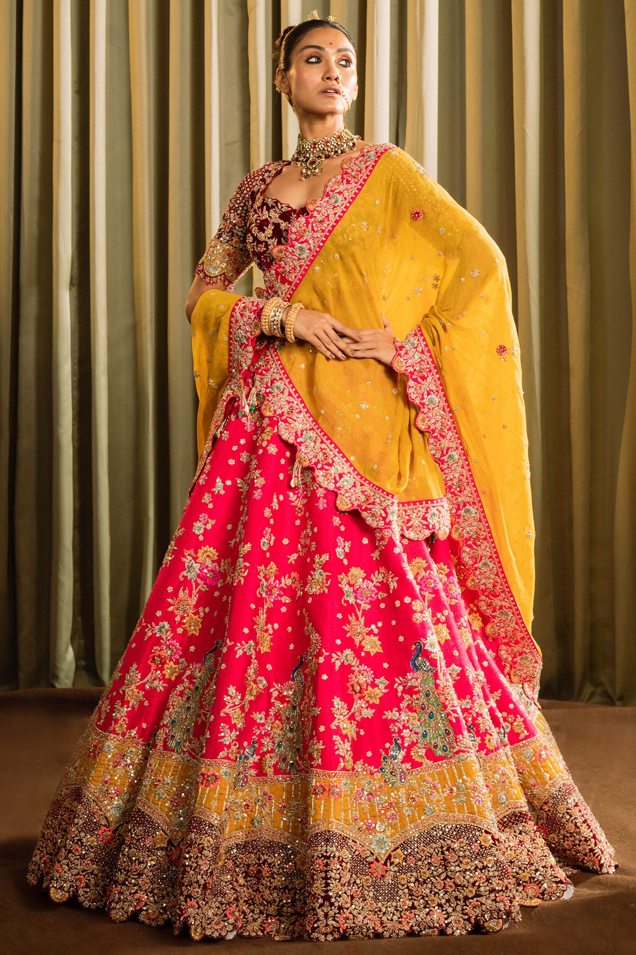 Rani Raw Silk Dabka Work Bridal Lehenga Set by Pallavi Poddar (India ...