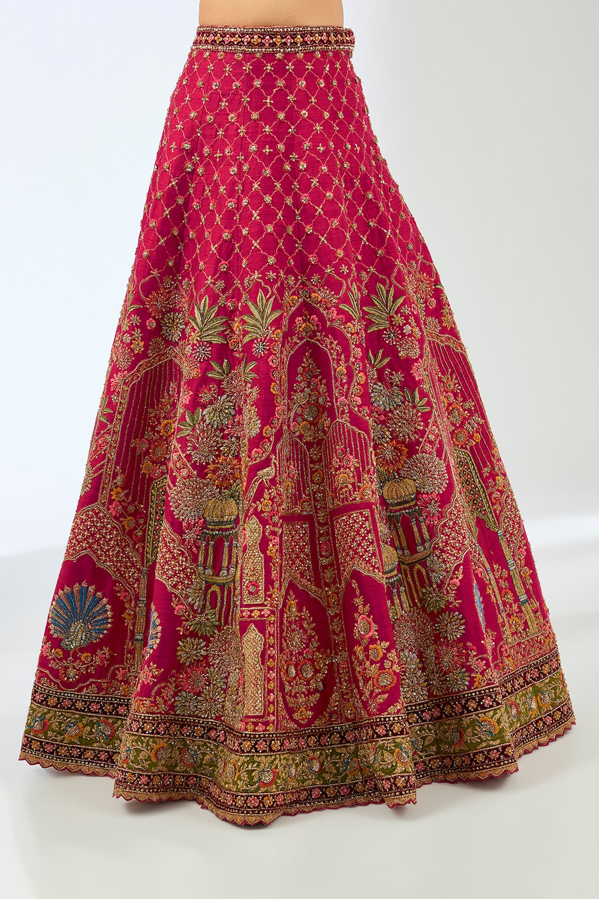 Red Silk Resham Hand Embroidered Bridal Lehenga Set by Pallavi Poddar (India) at Pernia's Pop Up ...
