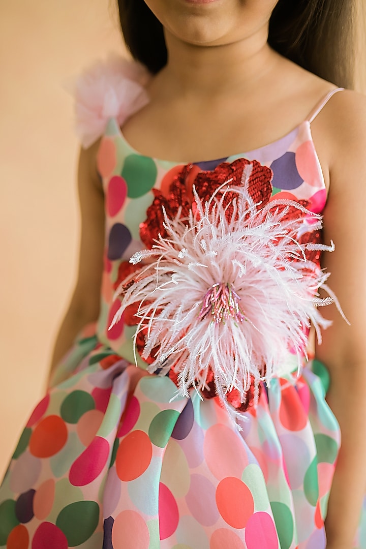 Pink & Red Printed Dress For Girls by pa:paa at Pernia's Pop Up Shop 2026